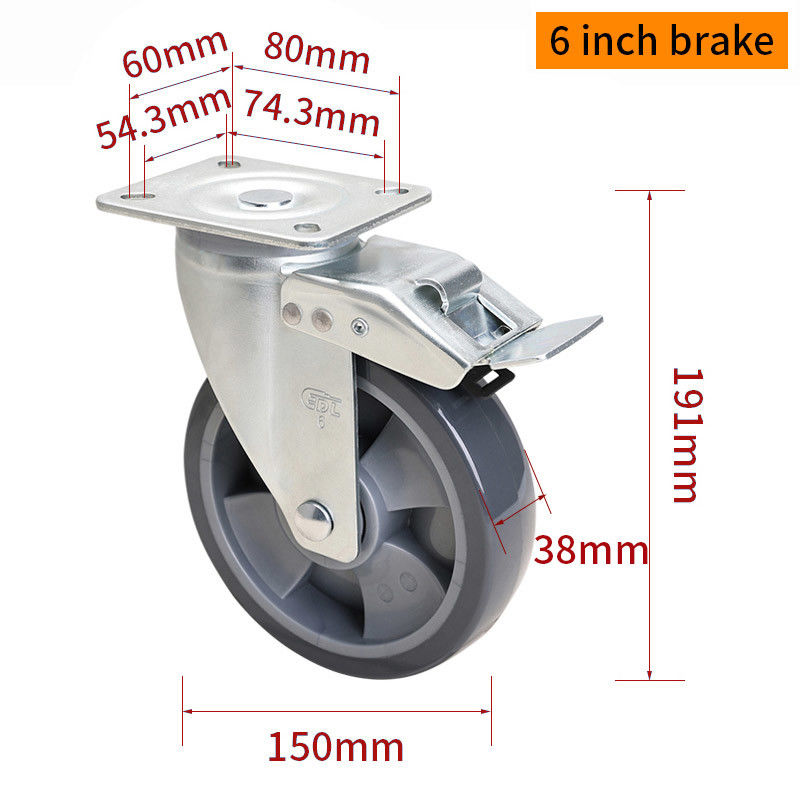 EDL‌ Medium Duty 6inch Caster TPU Plate by Rigid , Swivel and Brake ...