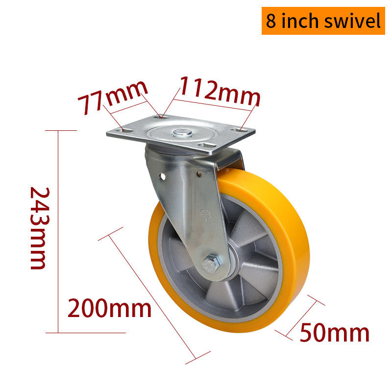 8 Inch Heavy Duty Aluminium Castor Wheels 600kg Load Plate Mount Ridgid ...