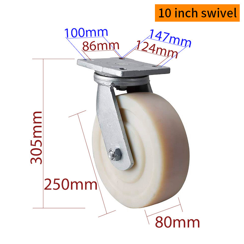 EDL 10 Inch Caster Wheel 1800kg Load Extra Heavy Duty Swivel Rigid ...